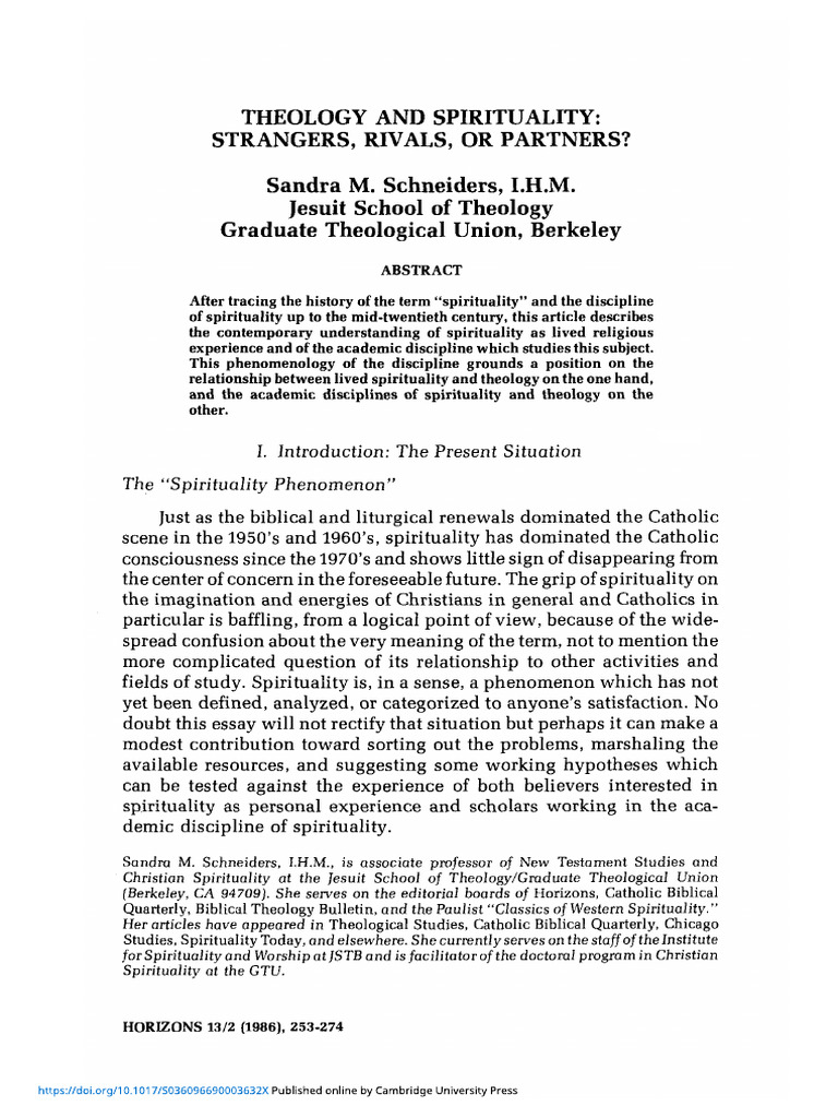 Teologia y Espiritualidad Extraños Rivales o Compañeros | PDF