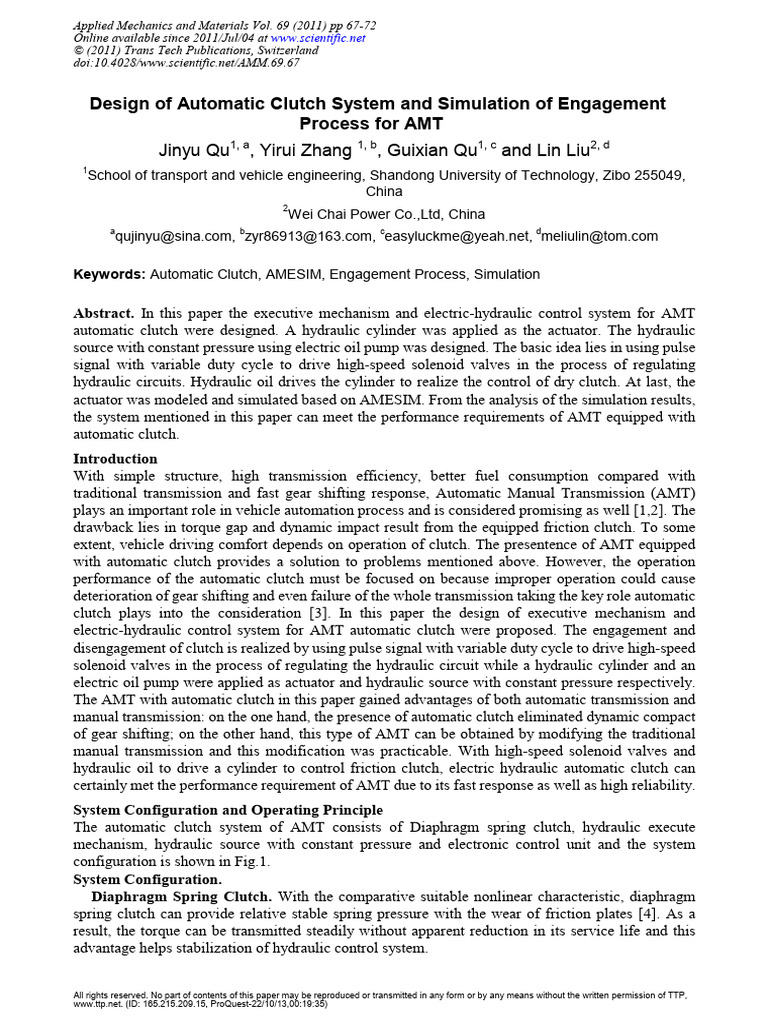 Design_of_Automatic_Clutch_Sys | PDF | Automatic Transmission | Clutch