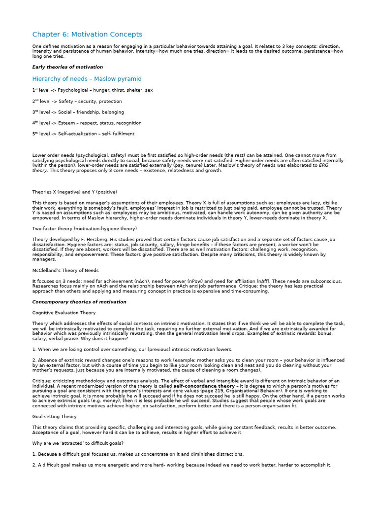 OB_Summary Note_Ch06 | PDF | Motivational | Motivation