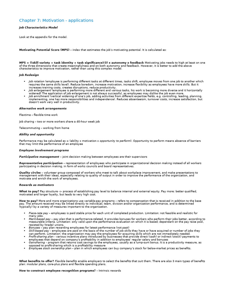 OB_Summary Note_Ch07 | PDF | Employment | Labor Relations