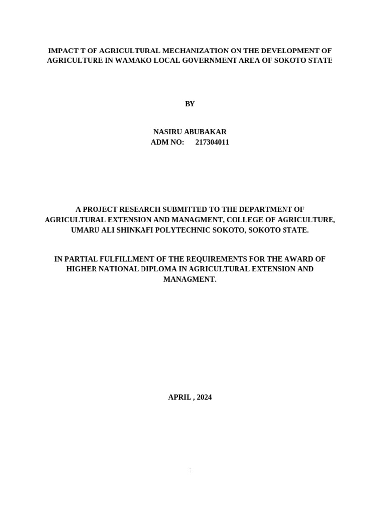 NASIRU | PDF | Agriculture | Agricultural Machinery