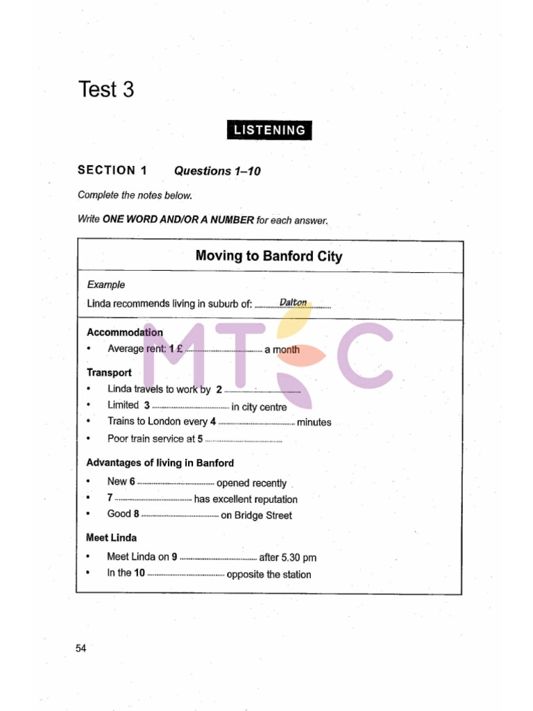 Cam 13 Test 3 Listening Pdf