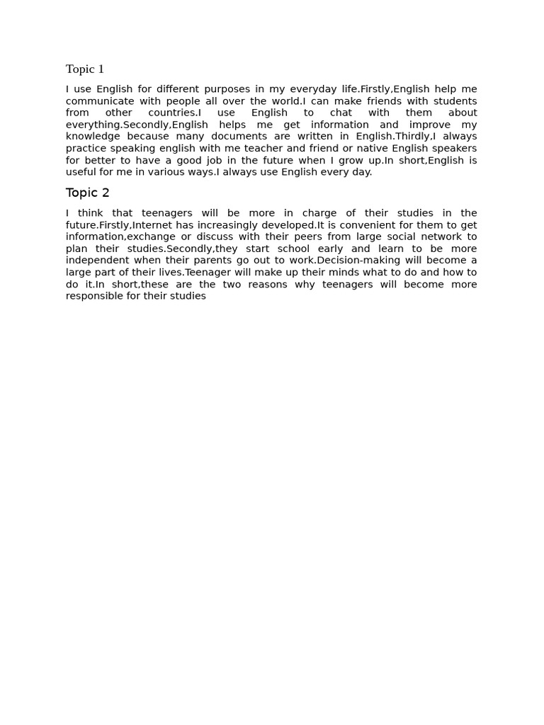 Topic TA | PDF | Wellness