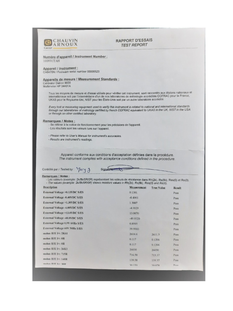 Certificado de Calibración - SEV | PDF