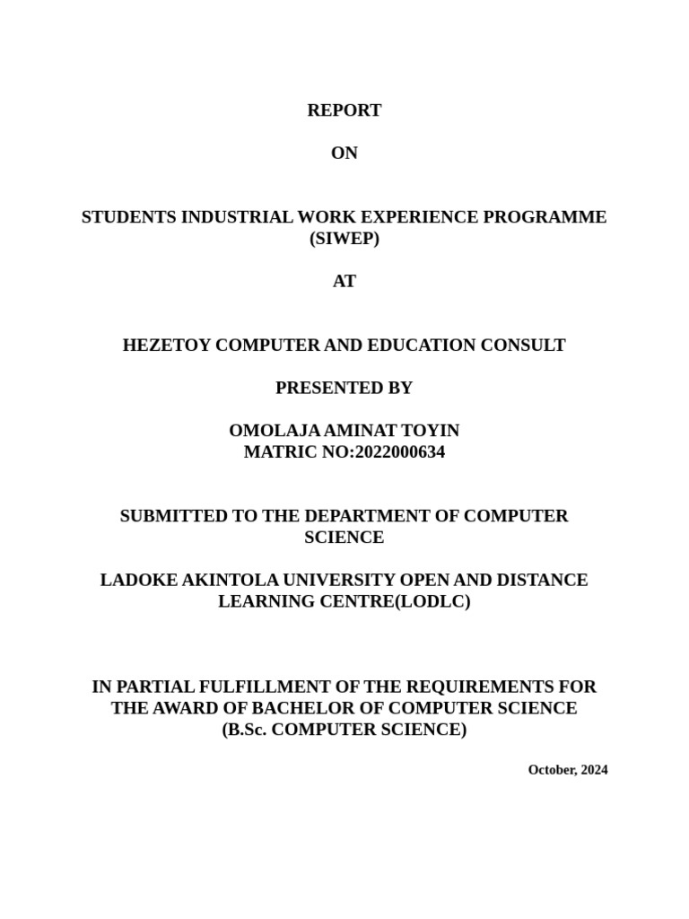 Hezetoy Computer & Education Consult Siwes Report | PDF | Hyperlink ...