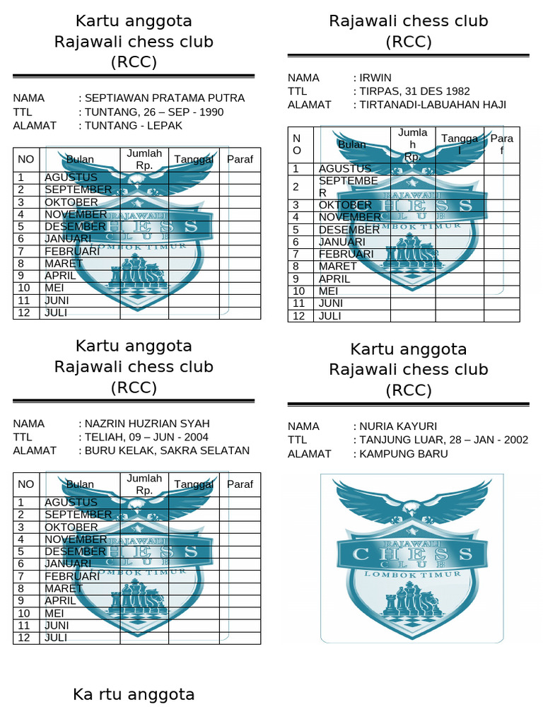 Kartu Anggota RCC | PDF