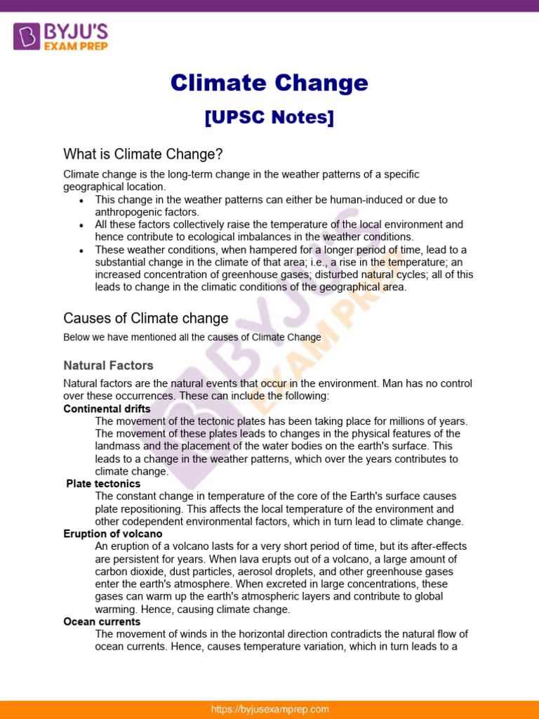 UPSC Climate Change Overview | PDF | Climate Change | Atmosphere Of Earth