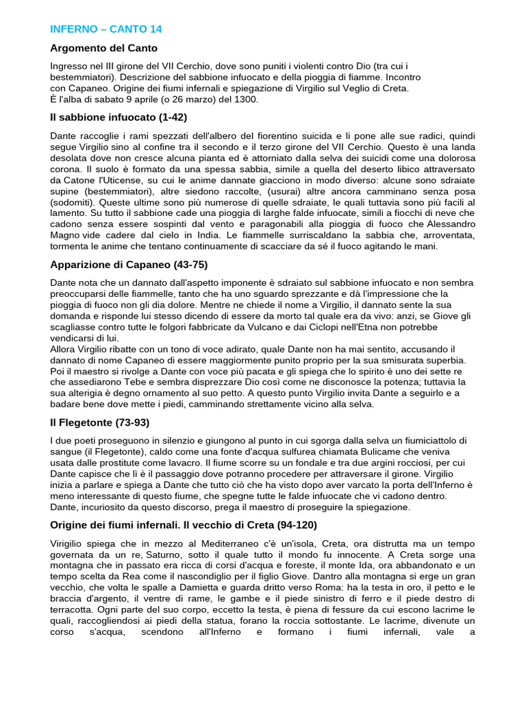 Inferno Canto 14 | PDF
