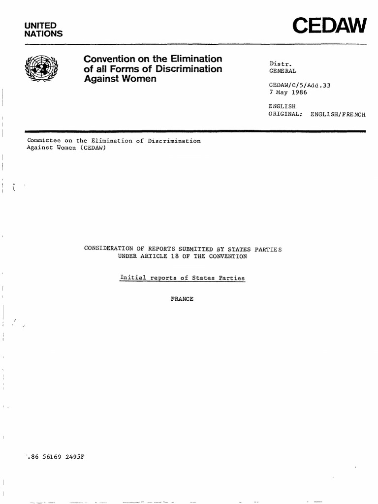 CEDAW C 5 Add.33-00 | PDF | Convention On The Elimination Of All Forms ...