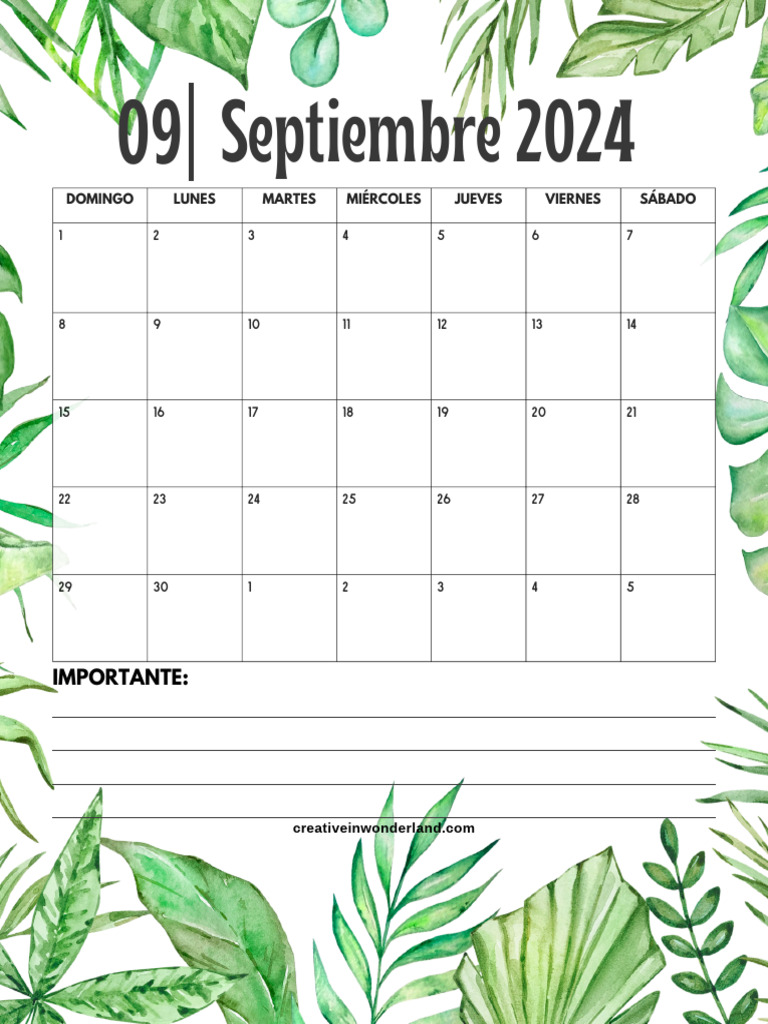 Calendario Septiembre 2024 0017V | PDF