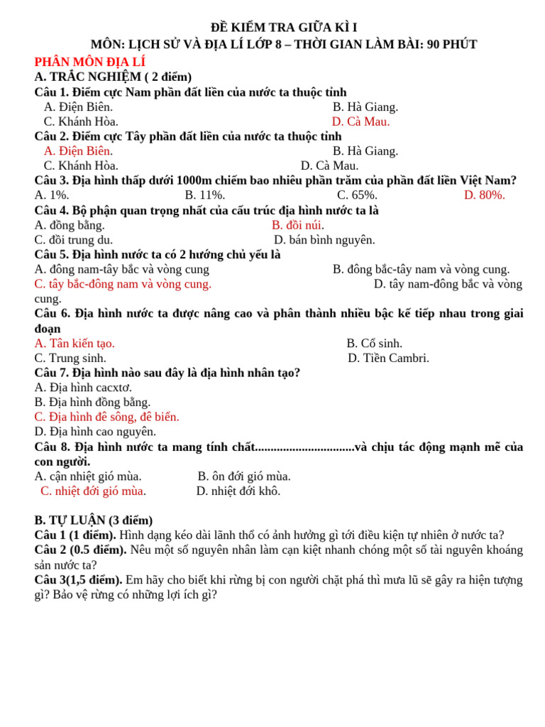 Đề Kiểm Tra Gi A Kì I | PDF