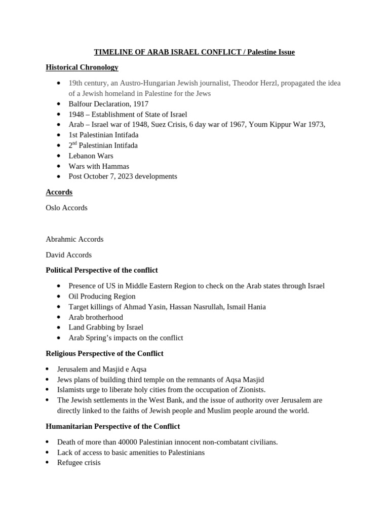 Timeline of Arab Israel Conflict | PDF