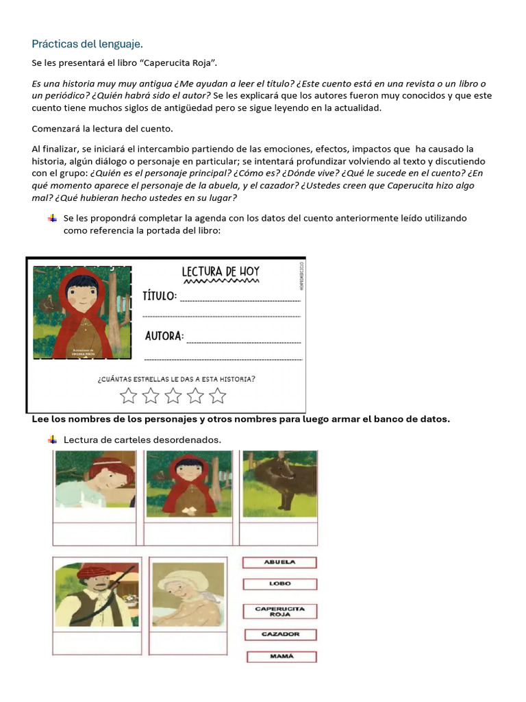 Actividades de Caperucita Roja en Preescolar | PDF | Caperucita Roja