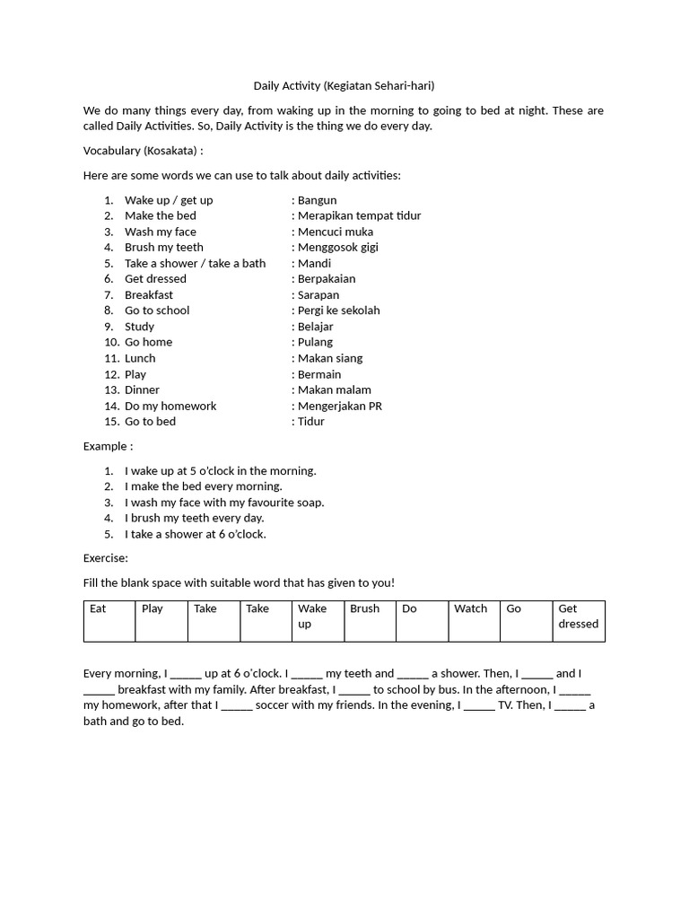 Materi Daily Activity | PDF | Self-Improvement | Wellness