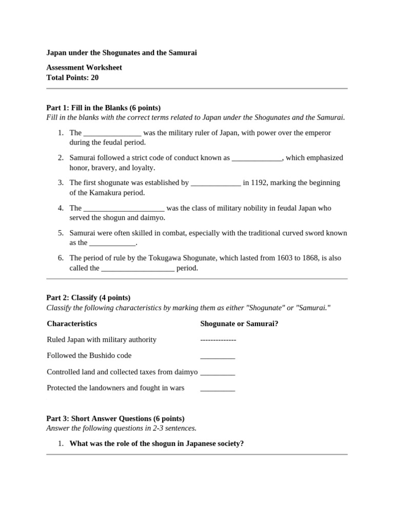 Japan worksheet | PDF