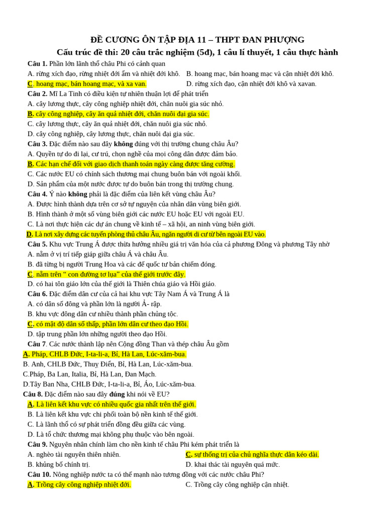 Dap An Ot K11 Ki 1 | PDF