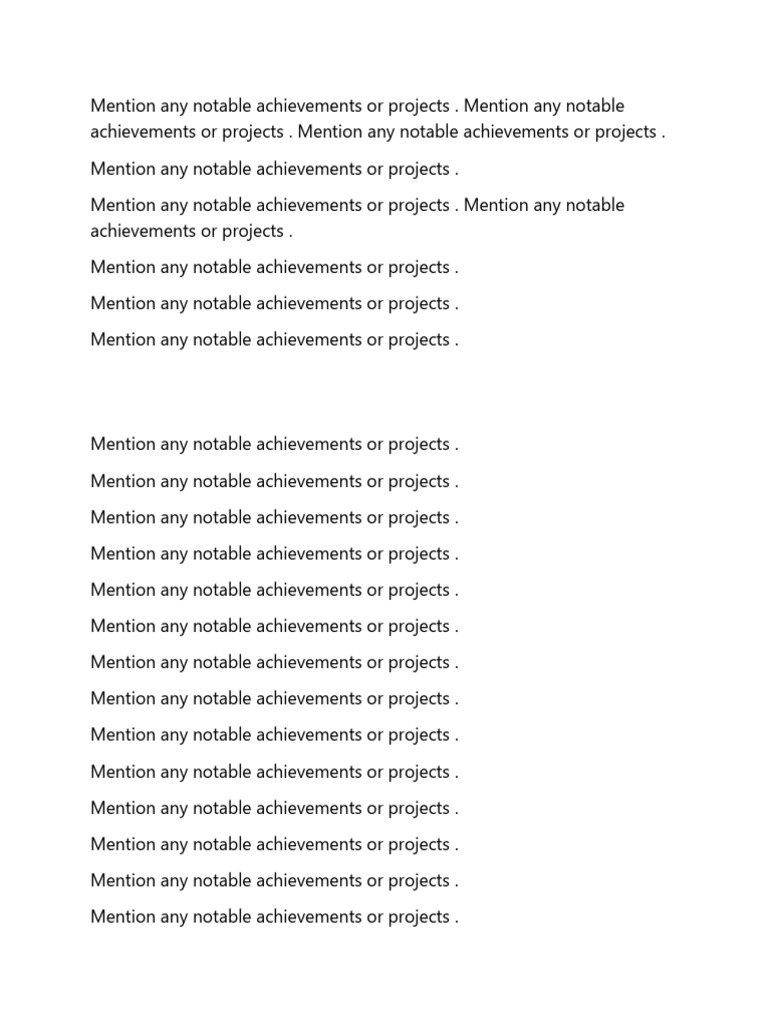 Mention Any Notable Achievements or Projects | PDF
