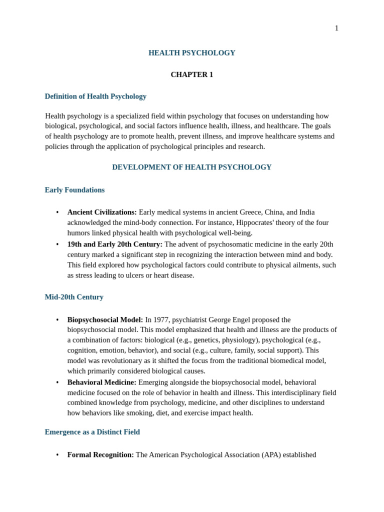 Psychosomatic Medicine in Health Psychology | PDF | Health Psychology ...
