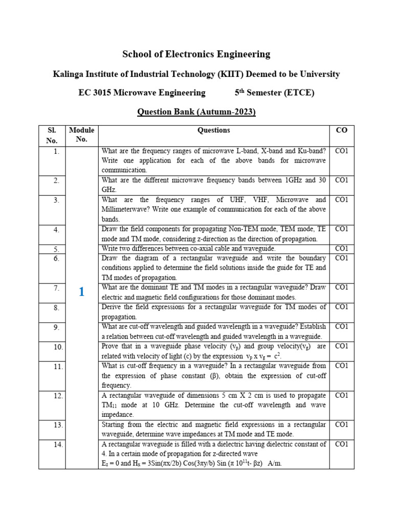 MWE QN - BNK | PDF | Waveguide | Microwave