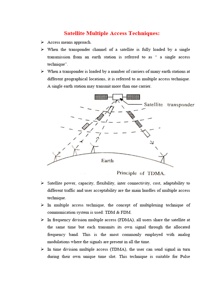 Satellite Multi Access Technique | PDF | Channel Access Method | Telecommunications