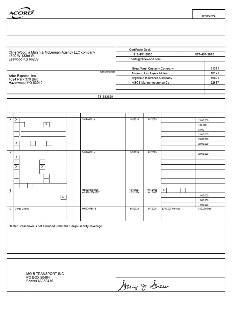 CERT-731633620 | PDF | Insurance | Legal Concepts