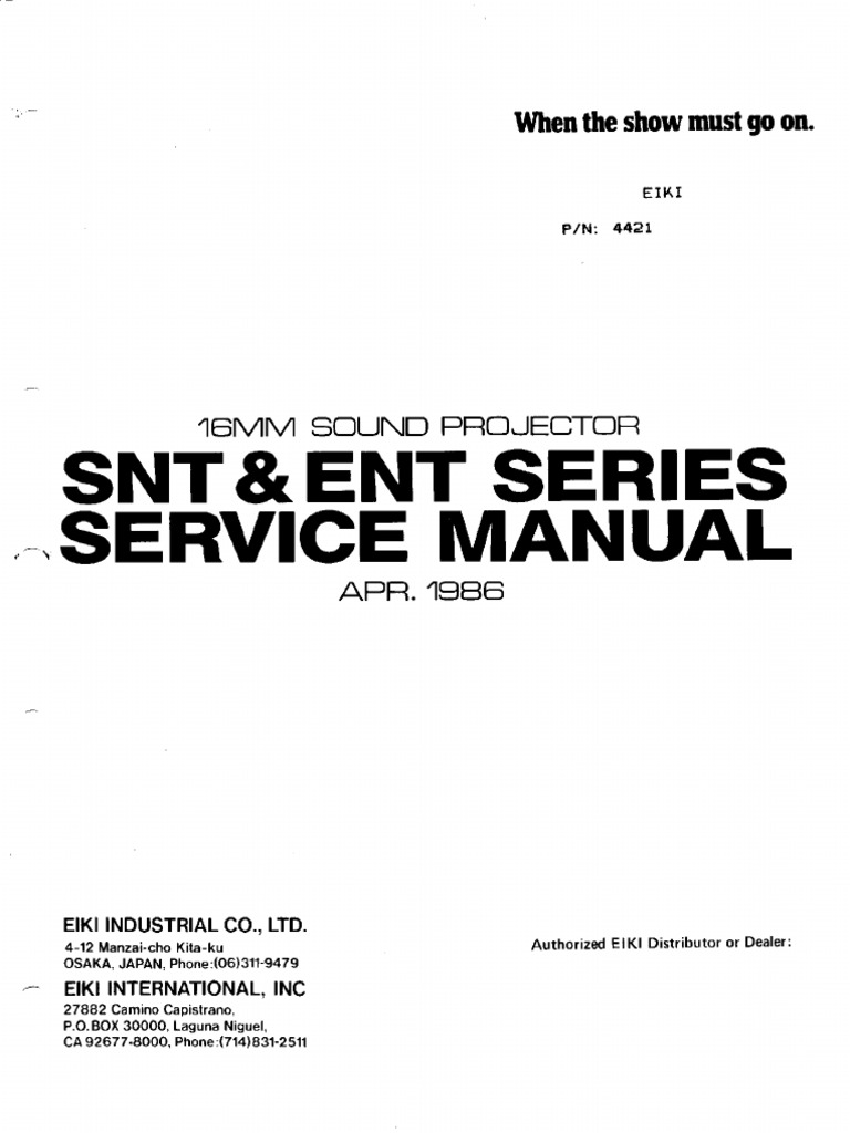2009 Eiki SNT Service Manual | PDF