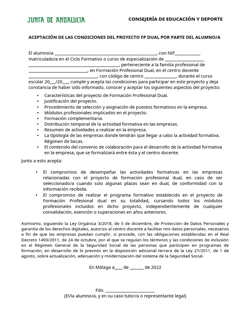 3 - Aceptación Condiciones Proyecto Dual. Subir Firmado. | PDF | Desarrollo profesional