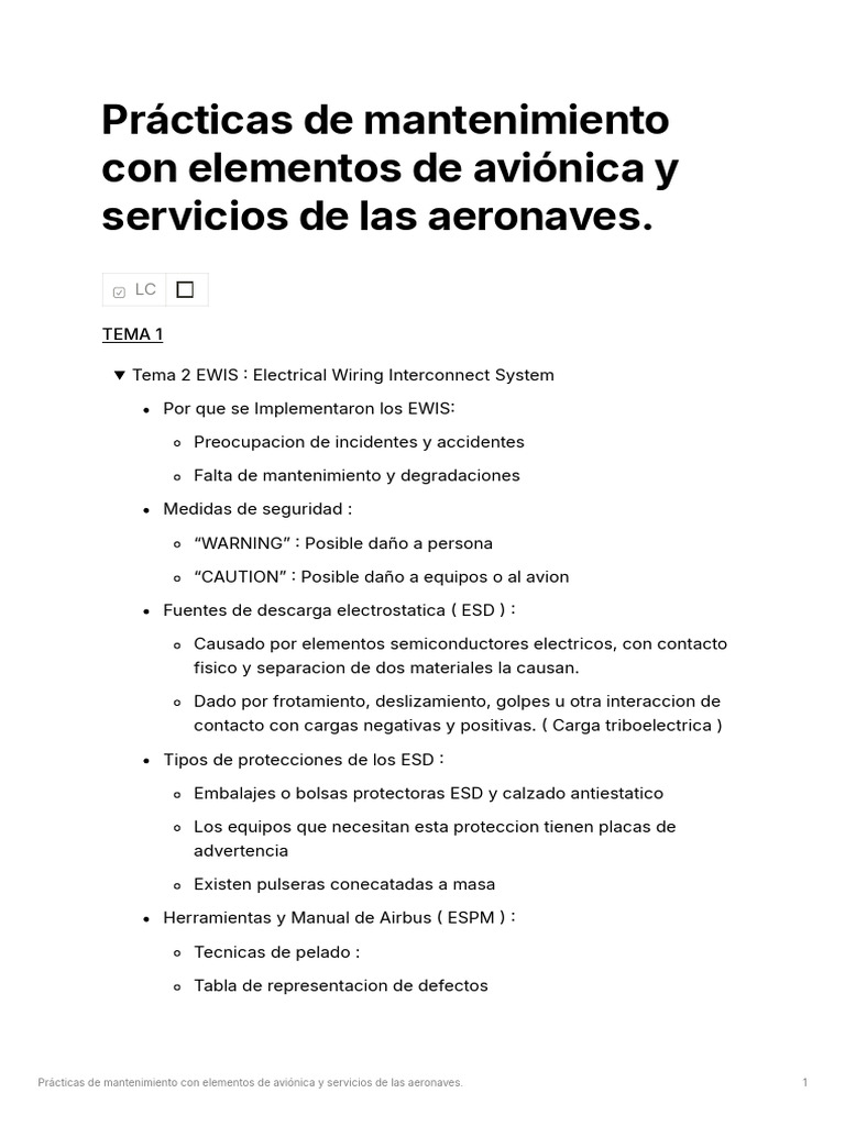 Tema 2 Resumen Prcticas de Mantenimiento Con Elementos de Avinica y Servicios de Las Aeronaves ...