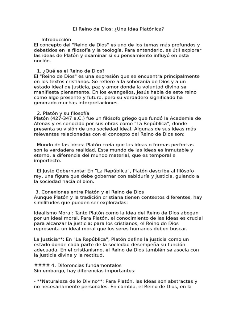 El Reino de Dios | PDF | Platón | Dios