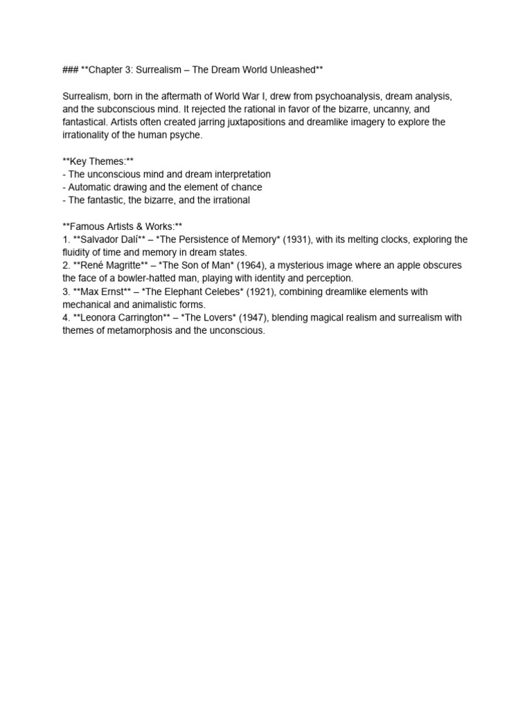 Part 3. A Rough Outline For Five Chapters of A Book On - Modernism ...