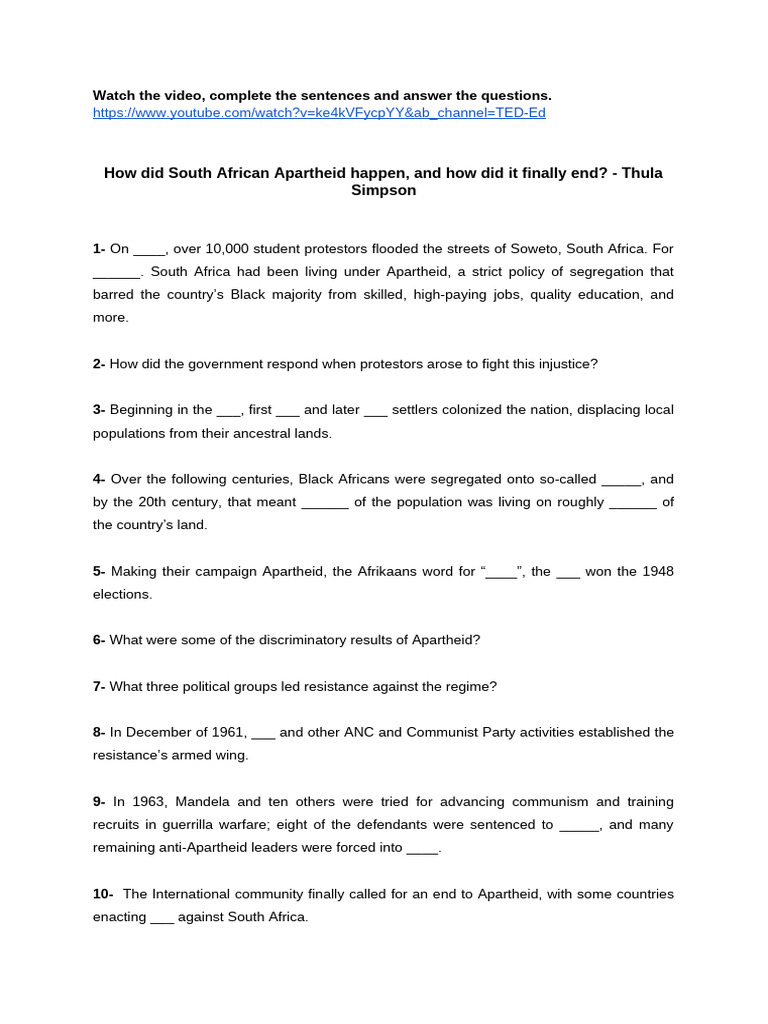 South African Apartheid: History & End | PDF | Politics | Travel