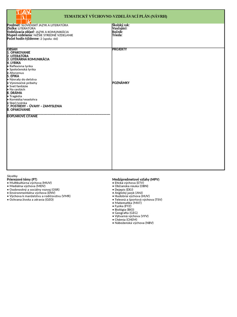 TVVP Literatúra V Pohode 9 | PDF