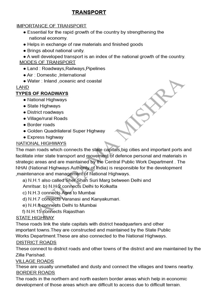 Transport Full Notes 2 1 1 1 1 Pdf Transport