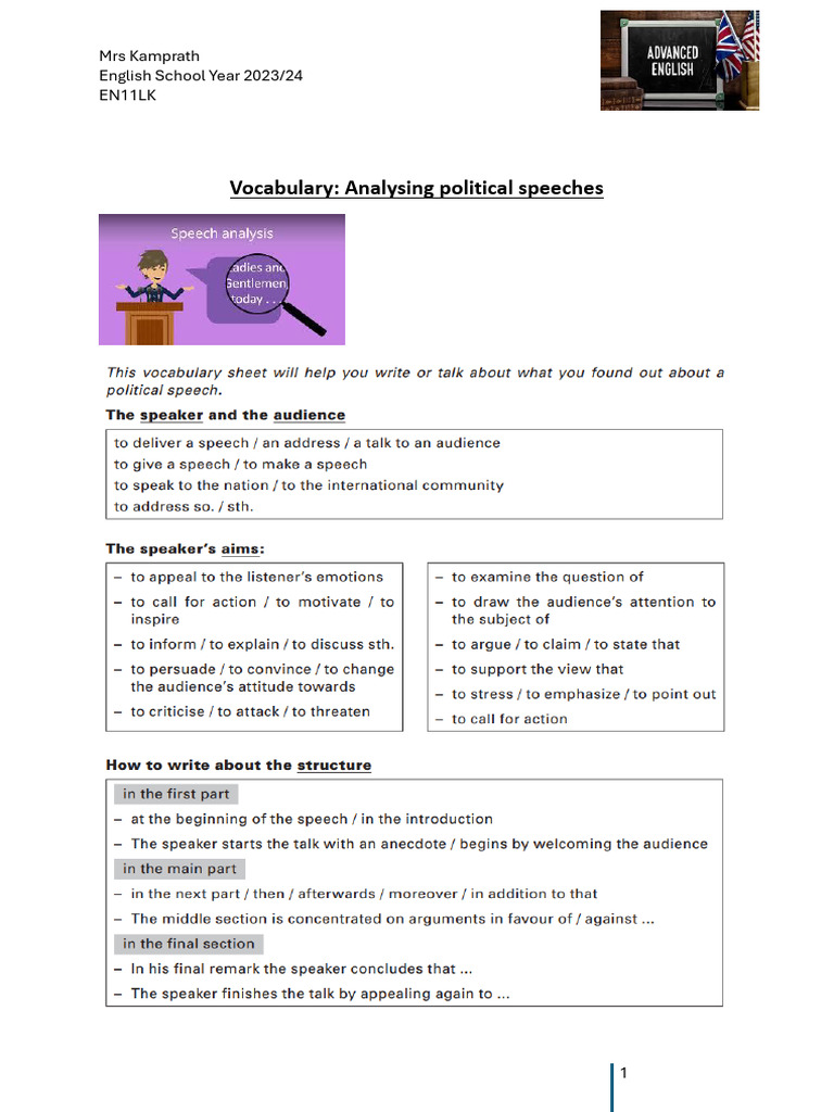 Vocabulary Analysing Political Speeches NEW | PDF