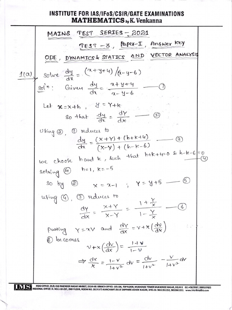 IMS Maths Test-3 Answer KEy | PDF