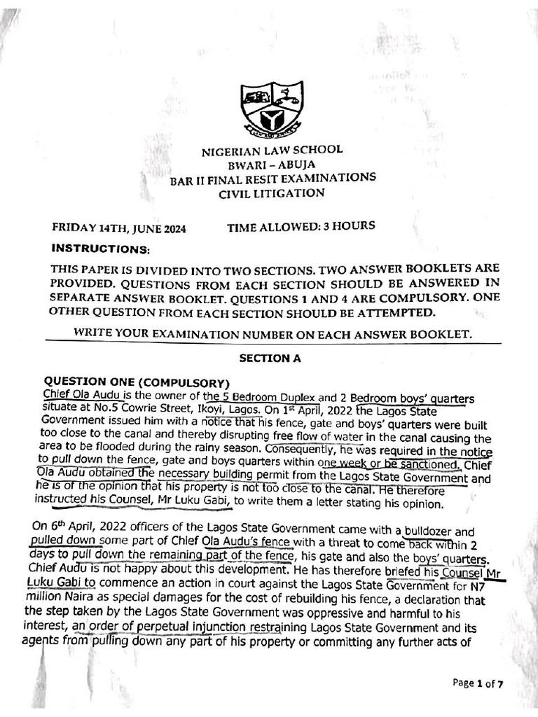 Civil Litigation Resit 2024 | PDF