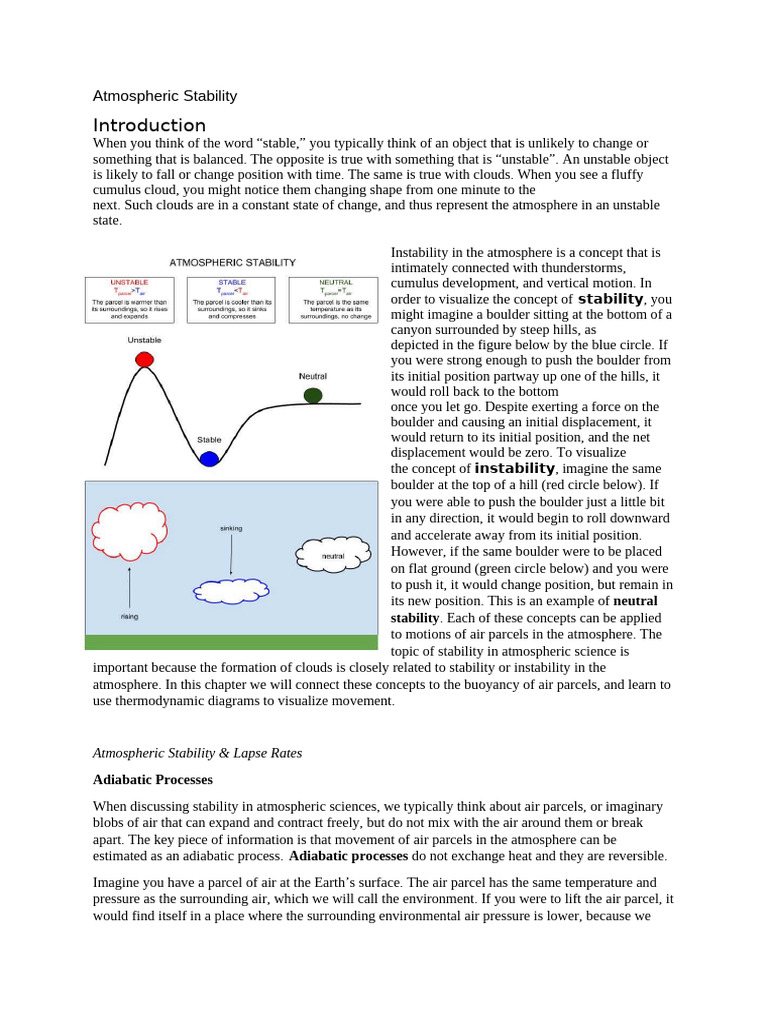 Atmospheric Stability Discussion | PDF | Atmosphere Of Earth | Applied ...