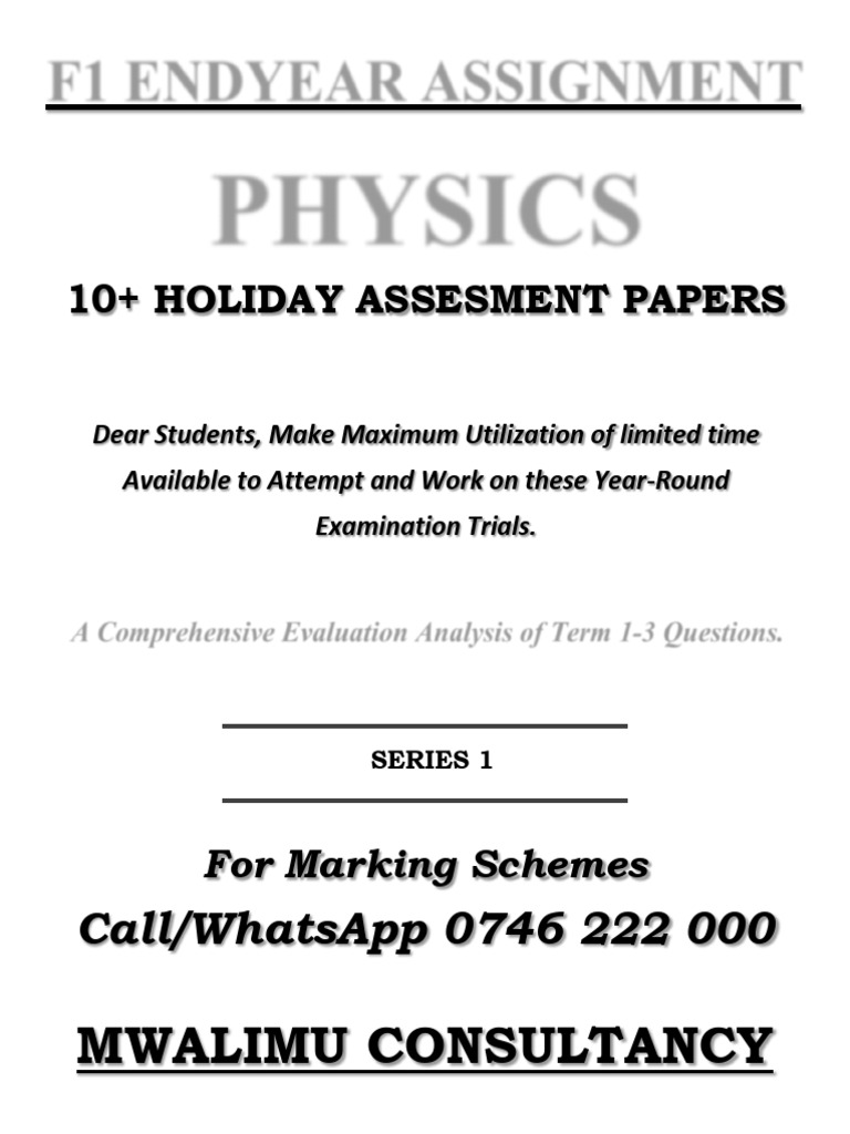 Form 1 Physics Year-End Assignment | PDF | Density | Liquids