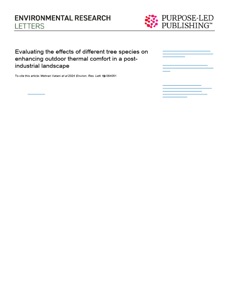 Vatani 2024 Environ. Res. Lett. 19 064051 | PDF | Trees | Simulation
