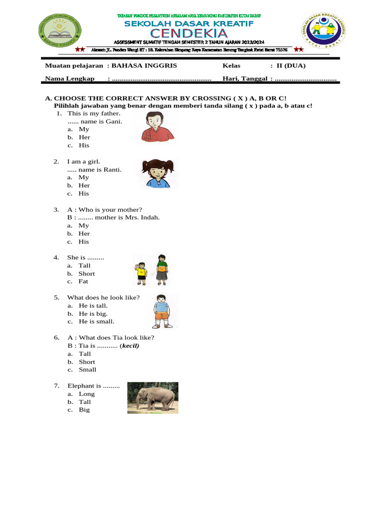 Soal B. Inggris Kelas 2 Asts 2 | PDF