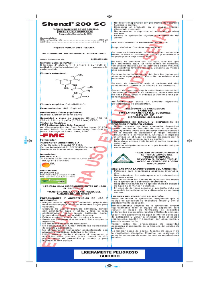 Shenzi 200 SC - H.I. - Adic. Formul. Rizobacter Arg-Procampo | PDF
