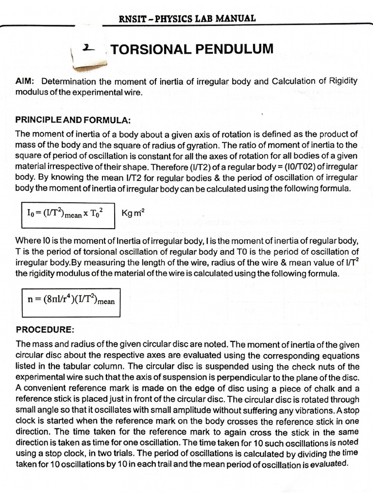 Torsional Pendulum | PDF