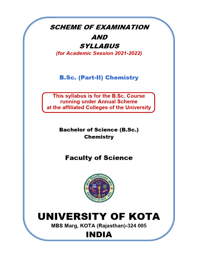 844_B.Sc. (Part-II) Chemistry-Annual Scheme 2021-2022 | PDF | Entropy ...