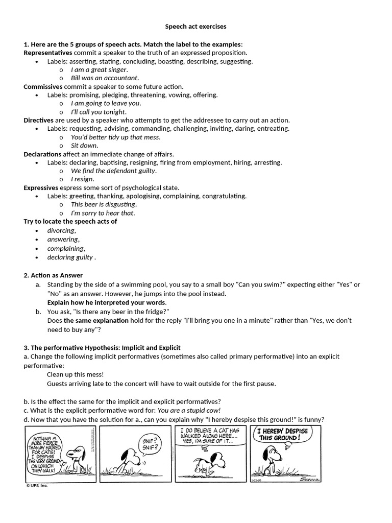 4 Speech Act Exercises | PDF | Language Arts & Discipline