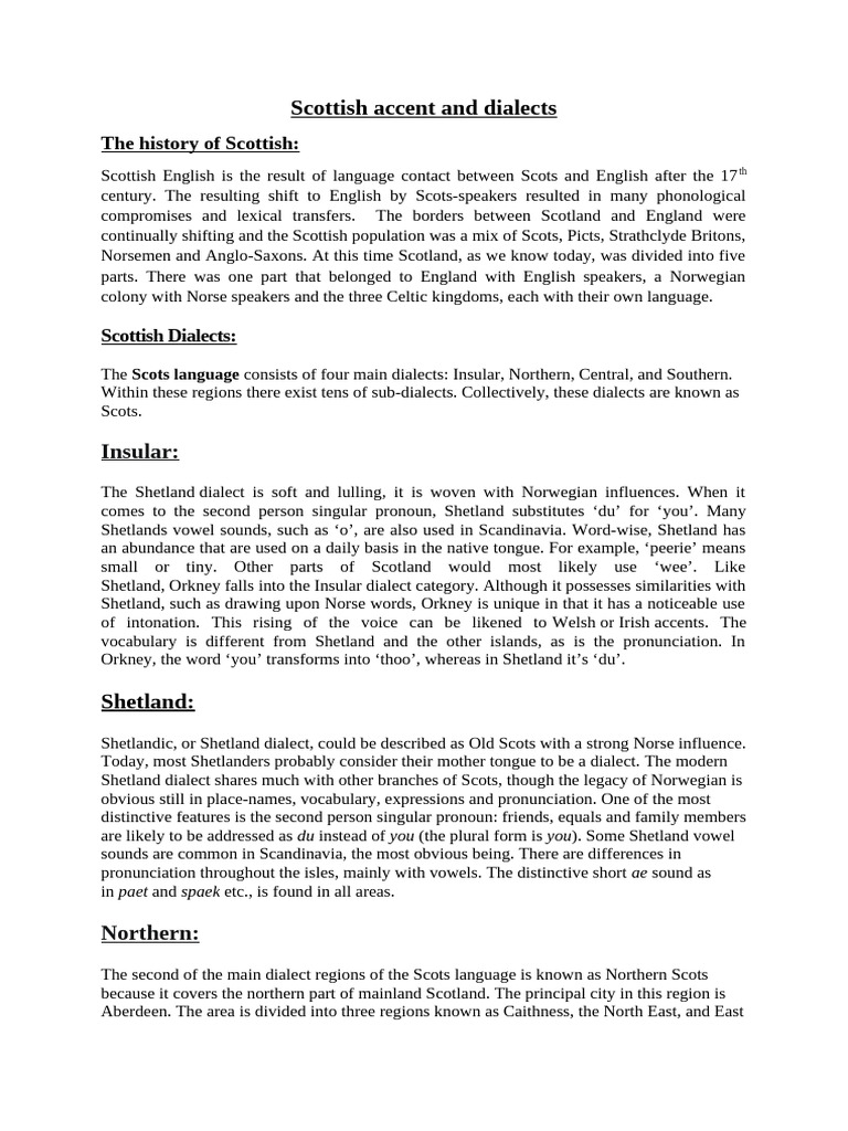 Scottish Accent and Dialects | PDF | English Language | Stress ...