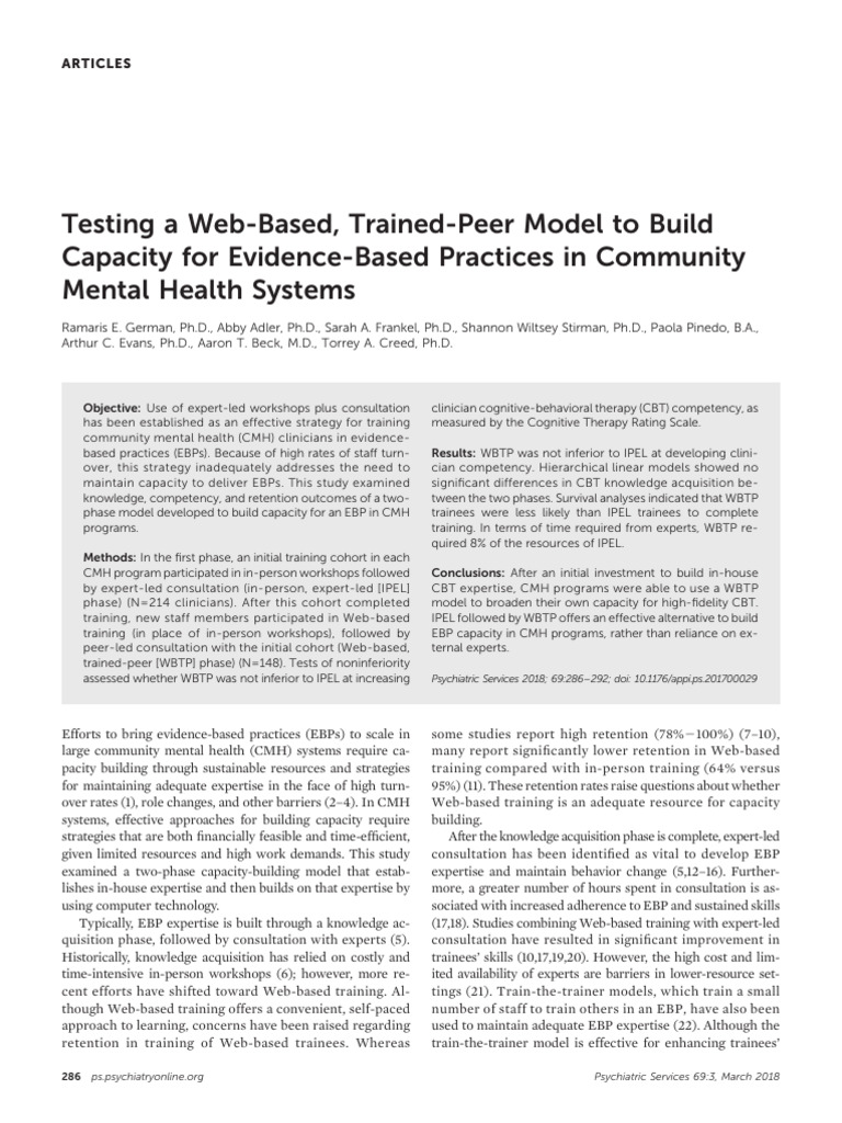 A Web Based Model For Implementing Ebp | PDF | Psychotherapy | Cognitive Behavioral Therapy