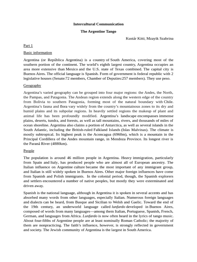 The Argentine Tango, Kustár Kitti, Mzayik Szabri (Handout) | PDF ...