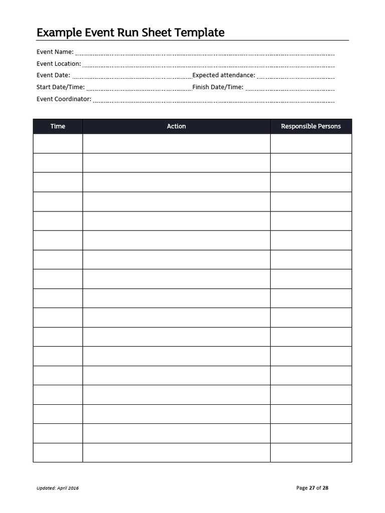 Running Sheet Template | PDF