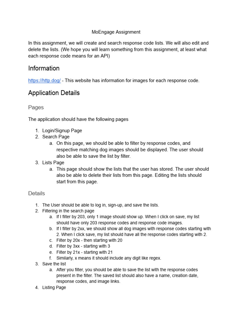 MoEngage Assignment - Response Code Lists | PDF | Databases | Data Management