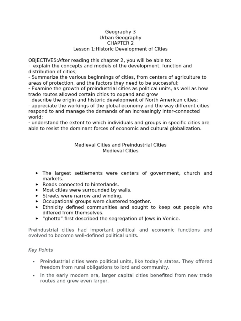 CHAPTER-2-LESSON-1-URBAN-GEOGRAPHY | PDF | Trade | Middle Ages